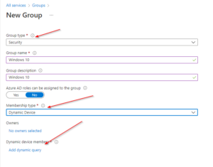 Dynamic Groups in Azure AD - Windows 10/11