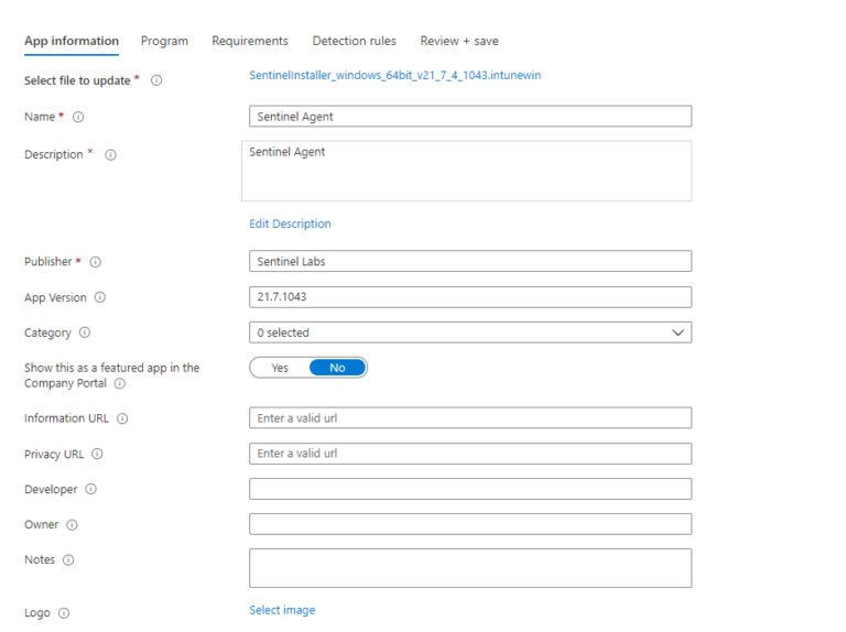 Install Sentinel One with Intune