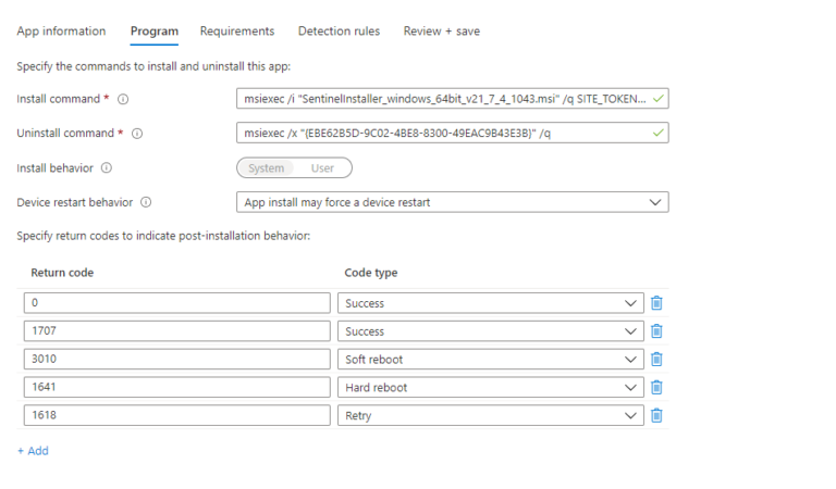 Install Sentinel One with Intune